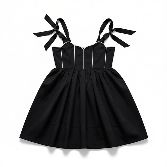 BiBi | Dresses | Bibi Black Mini Dress With Bow Straps Large Nwt | Poshmark